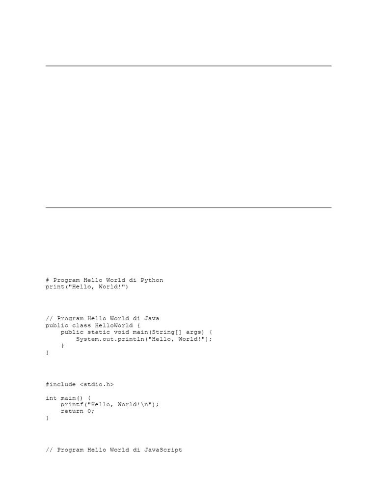 Pengantar Pemrograman Dan Ilustrasi Kode Dalam Berbagai Bahasa Pemrograman | PDF