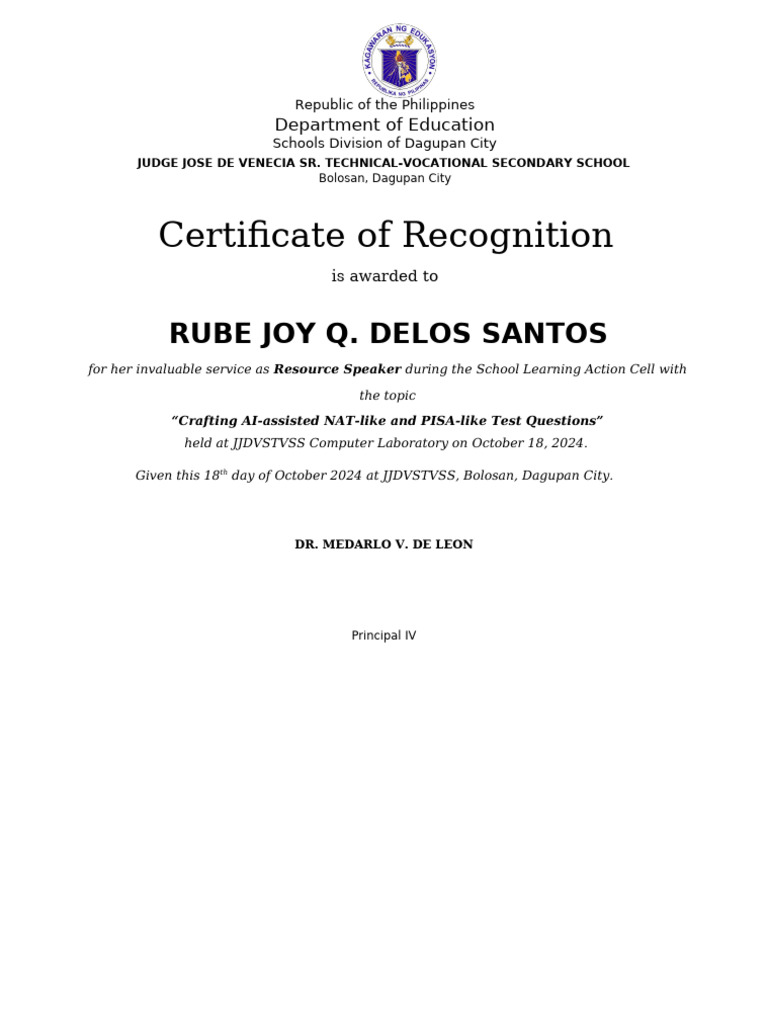 CERTIFICATE LAC 2 | PDF
