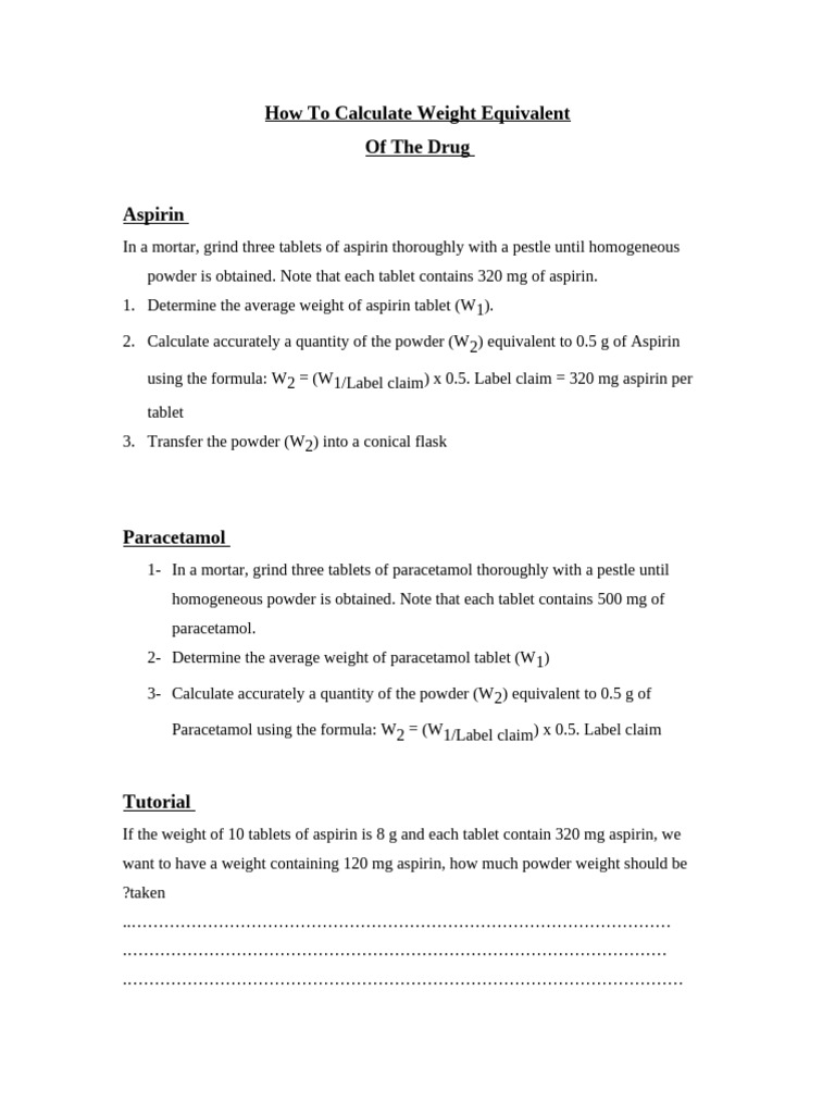 Equivelent Weight Calculation | PDF