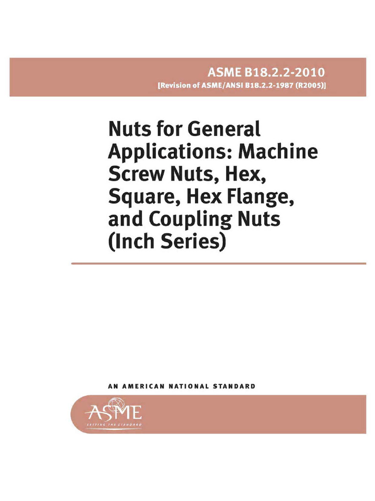 ASME B18.2.2. Ed.2010 | PDF | Screw | Nut (Hardware)
