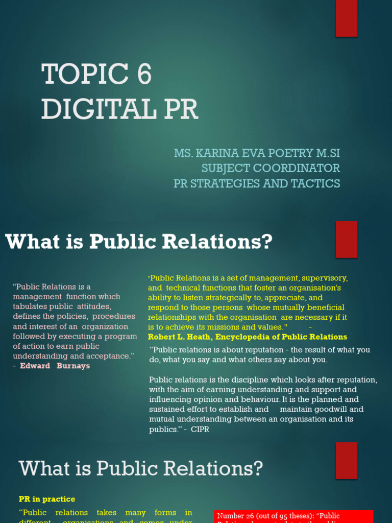 Topic 6. Digital Public Relations | PDF | Public Relations | Communication