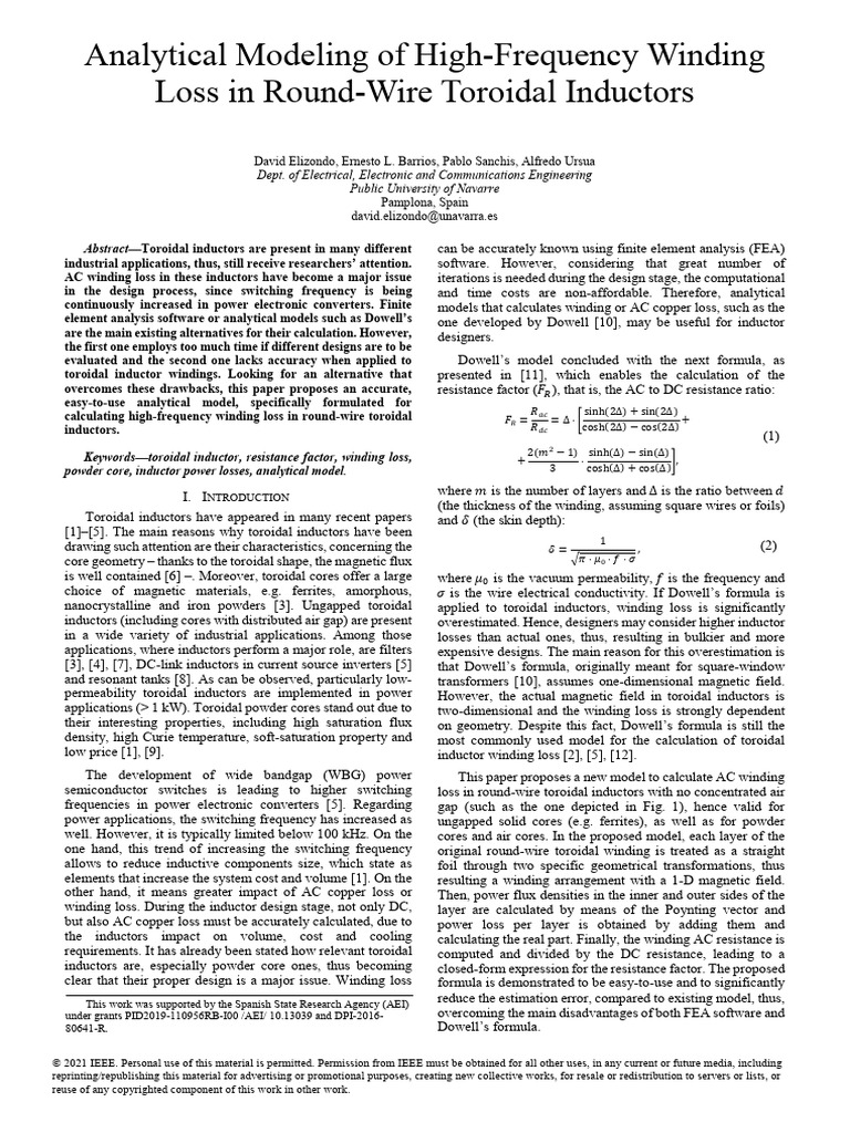 AC Resistance in Toroidal Ungapped Cores | PDF | Inductor | Electricity