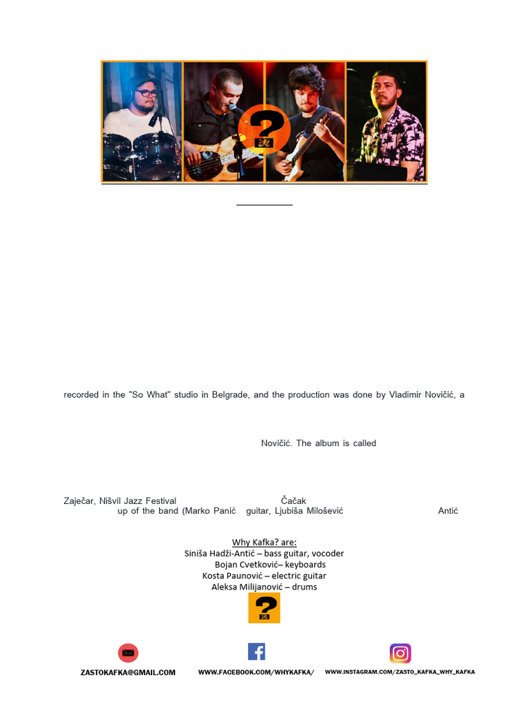Why Kafka? Band Overview and Members | PDF | Performing Arts | Popular ...