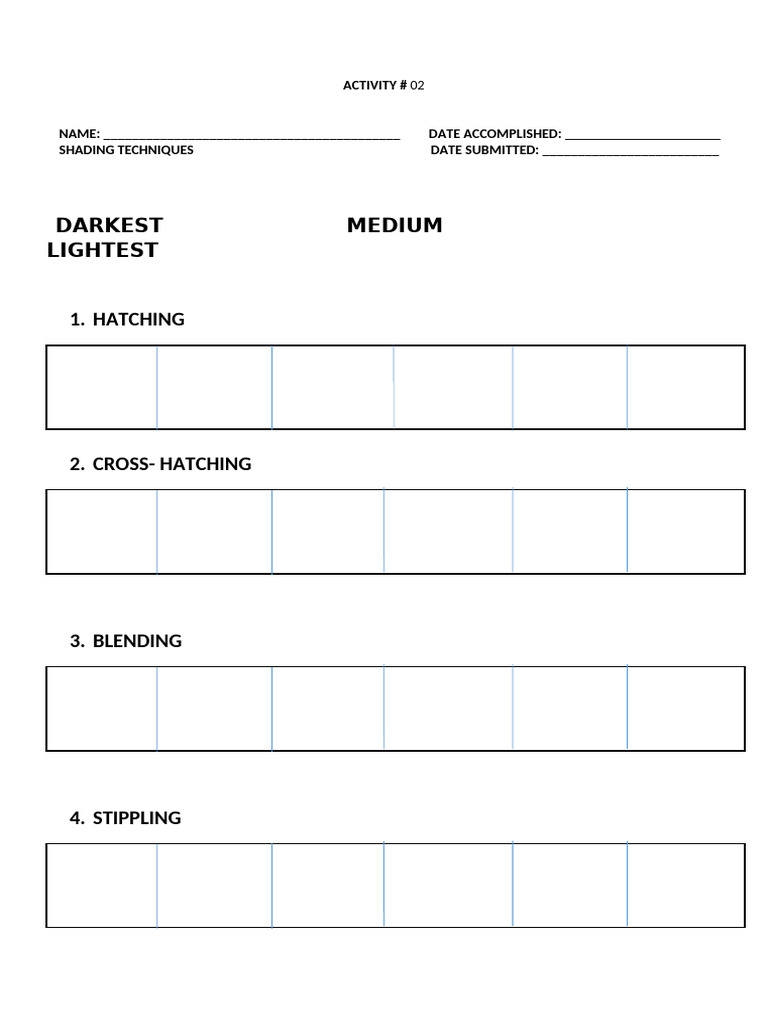 Shading Techniques Activity Guide | PDF