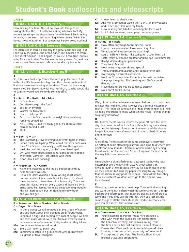 WiderWorld2e_SB2_Audioscripts_Videoscripts | PDF | You Tube | Pet