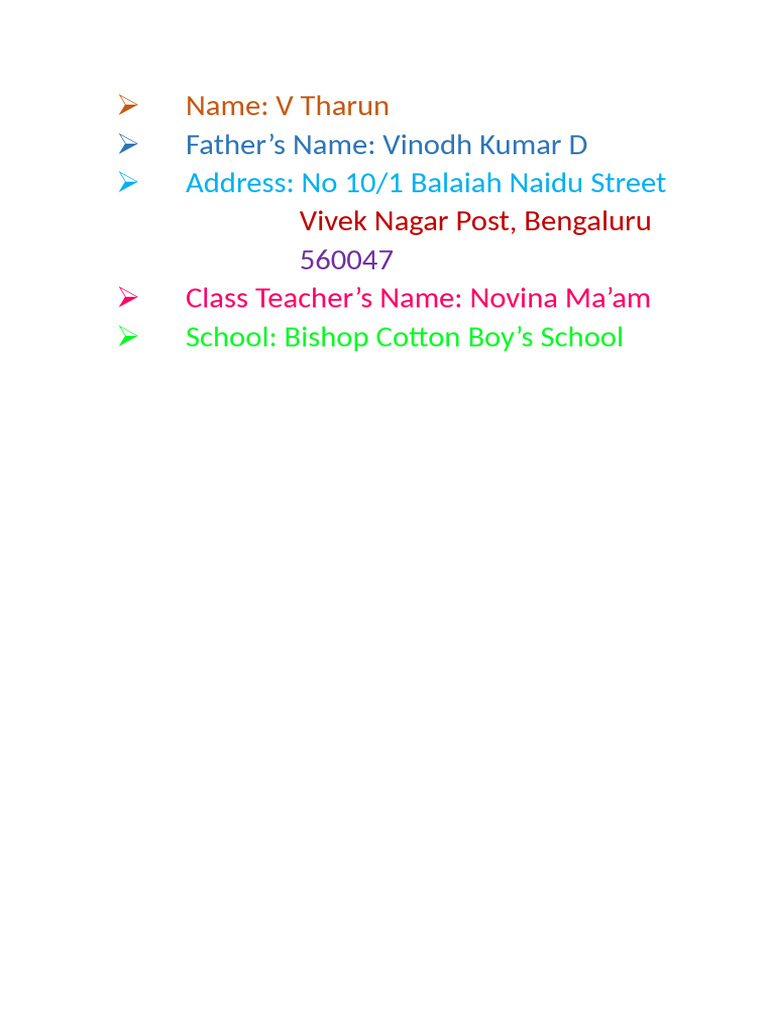 Tharun V 4th STD Computer Science Assignment | PDF