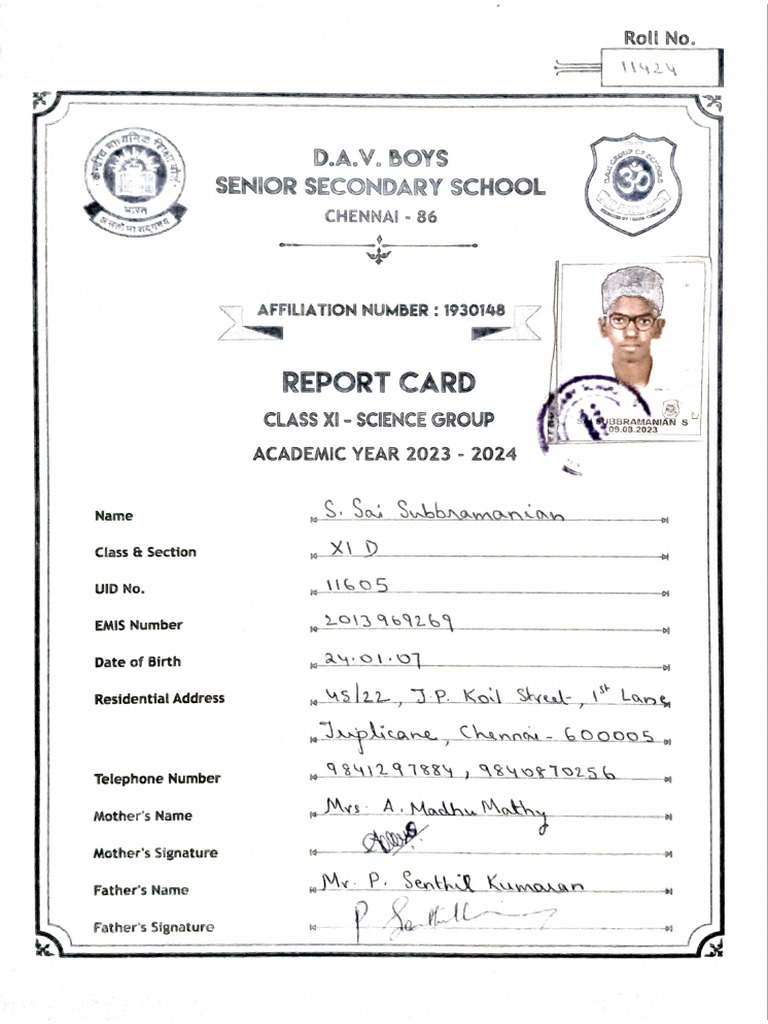 11th Report Card | PDF