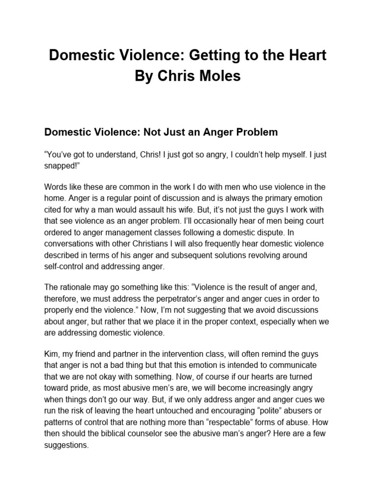 Domestic+Violence +Getting+to+the+Heart | PDF | Anger | Domestic Violence