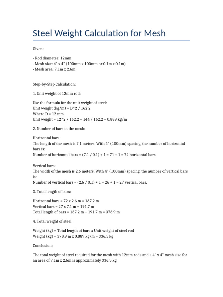 Steel Weight Calculation | PDF