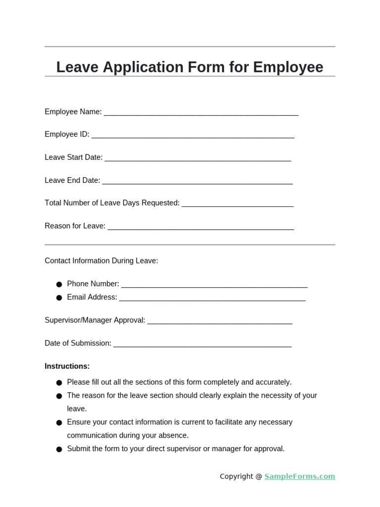 Leave Application Form For Employee | PDF