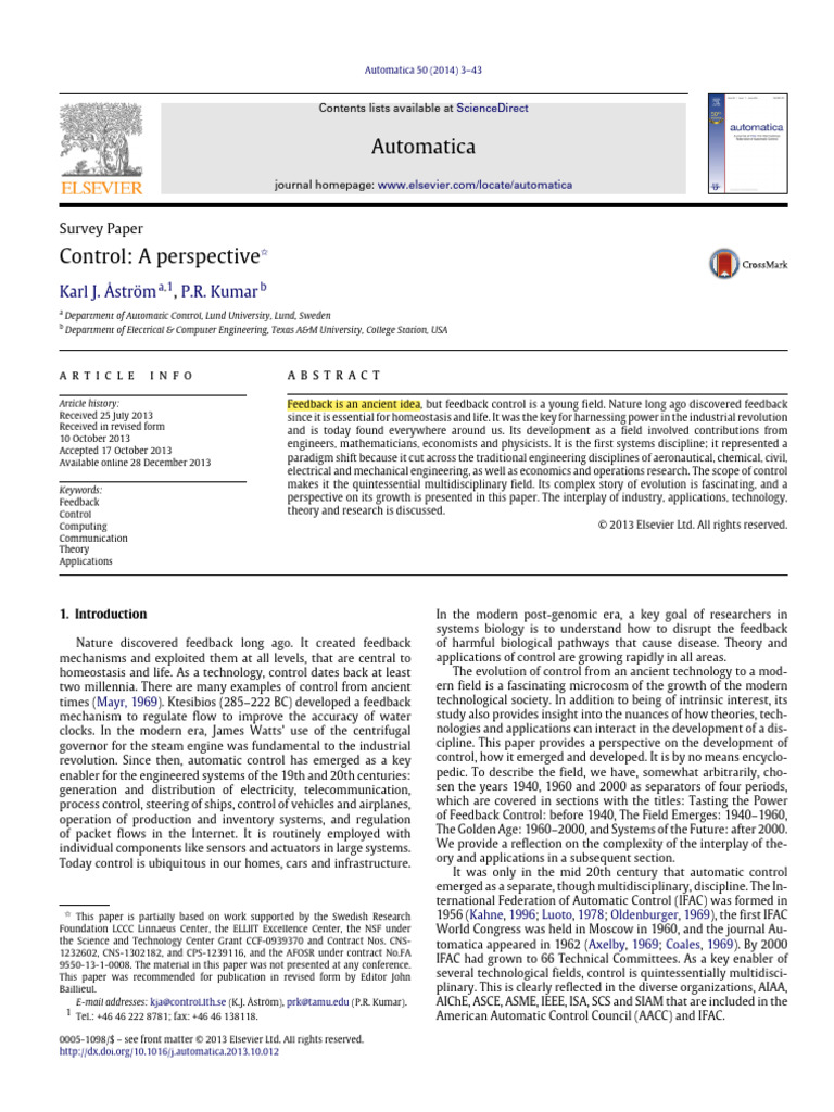 Control A Perspective | PDF | Amplifier | Control Theory