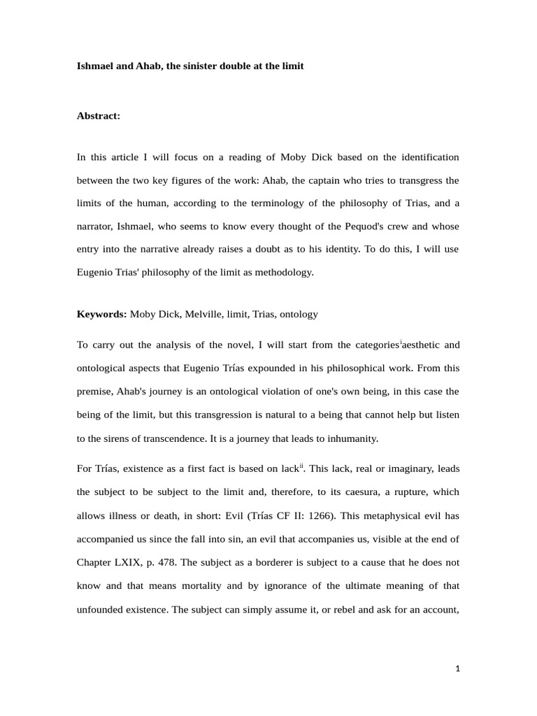 Ishmael & Ahab: Moby Dick's Duality | PDF | Moby Dick | Ishmael (Moby Dick)