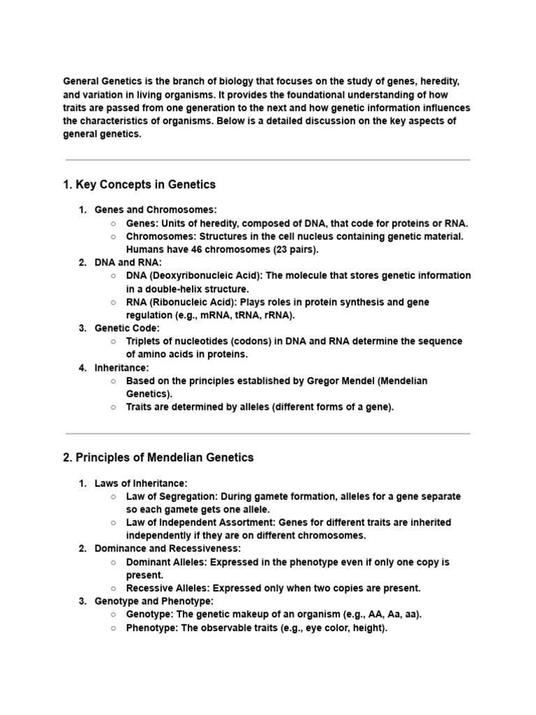 general genetics | PDF | Genetics | Gene