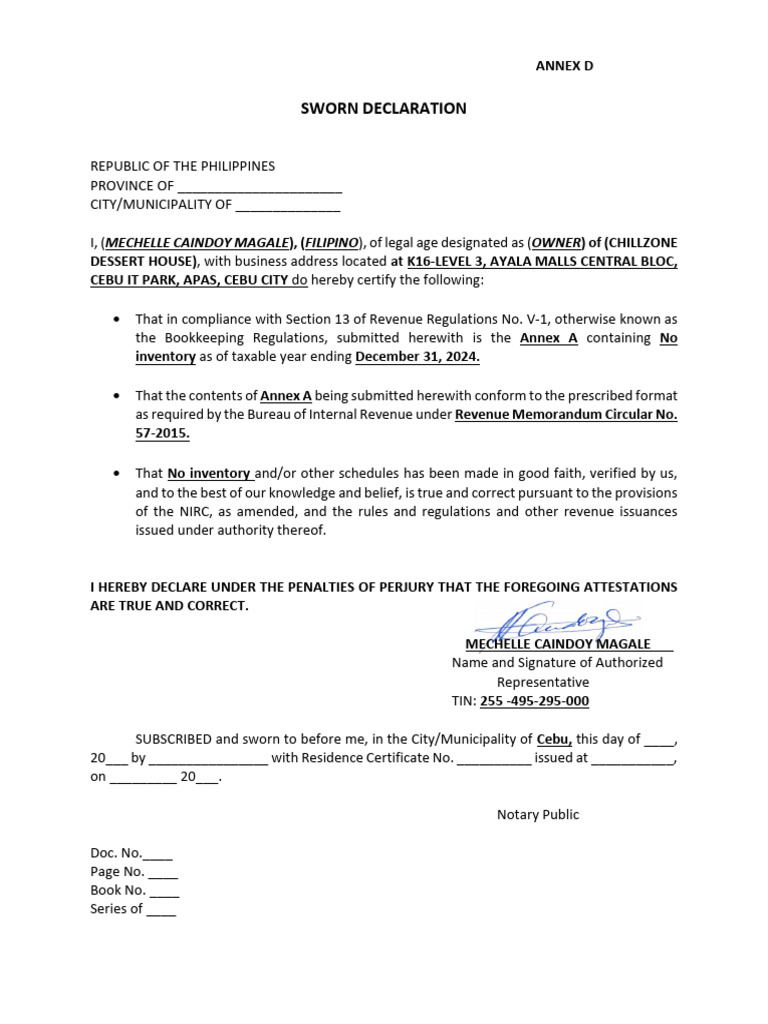 Sworn-Declaration Closing | PDF