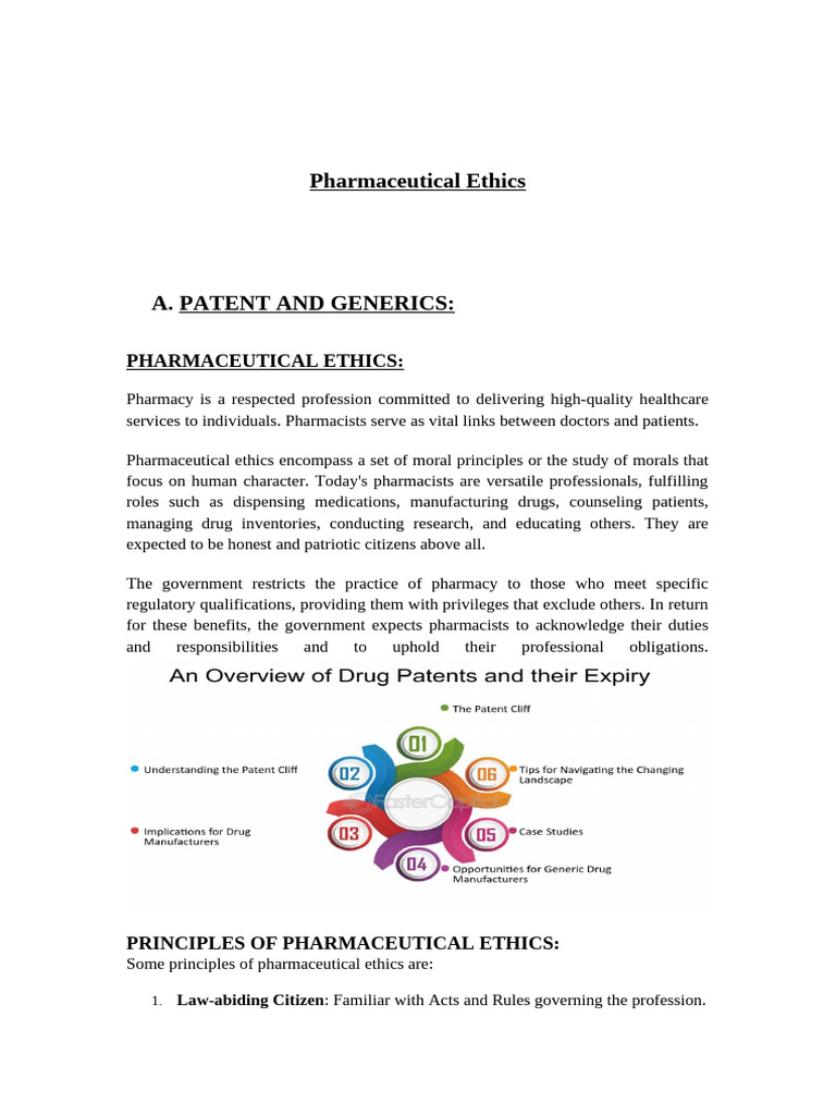 Pharmaceutical Ethics and Patents Guide | PDF | Morality | Generic Drug