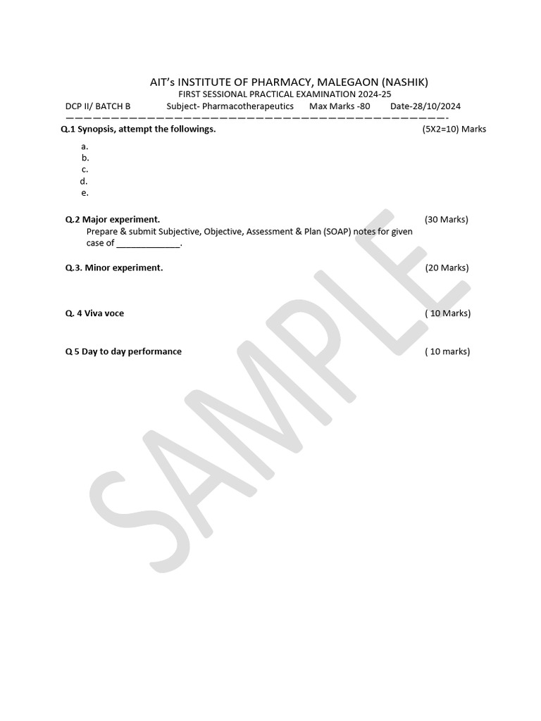 DCP II Pharmacotherapeutics Exam Paper | PDF