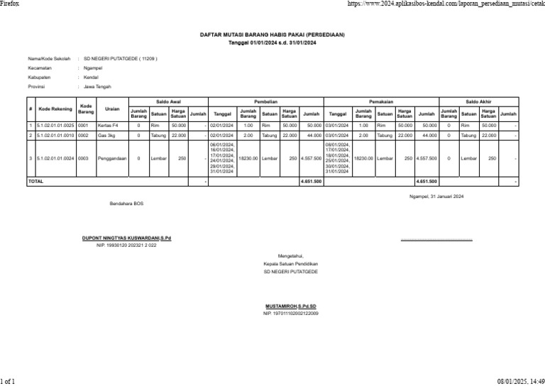 Cetak MUTASI 1 | PDF
