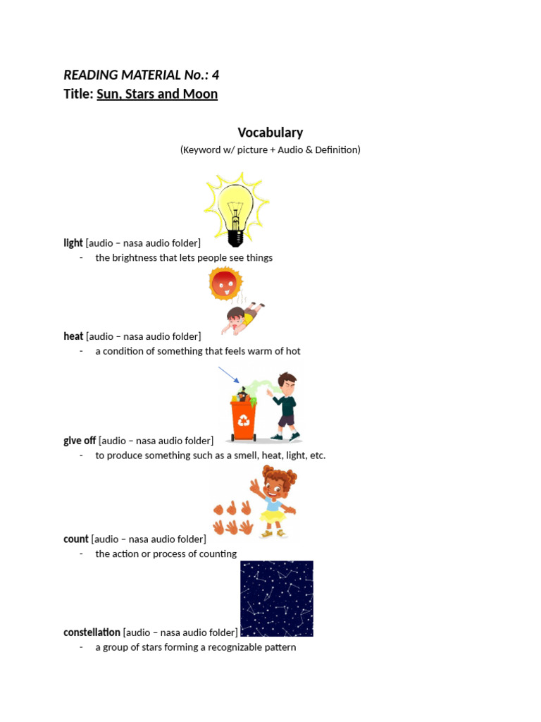 4 Sun Stars and Moon Reading Material Content and Flow | PDF | Sky ...