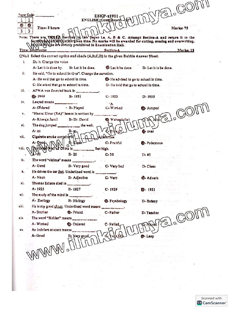 10th past papers | PDF