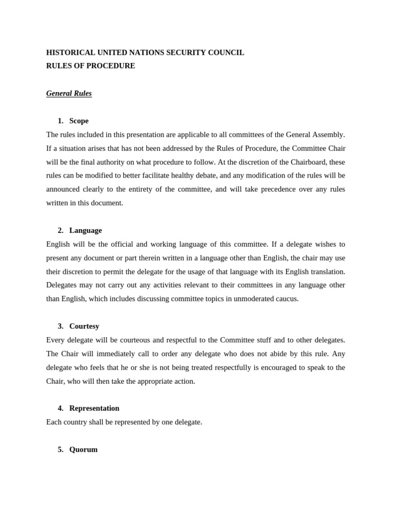 UN Security Council Rules Guide | PDF | United Nations Security Council ...