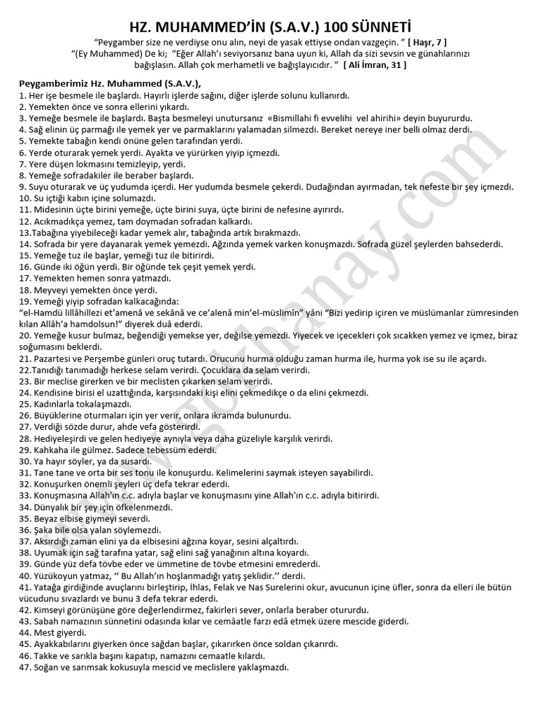 100 Sunnet Gokhan Ay Yapim 1 | PDF