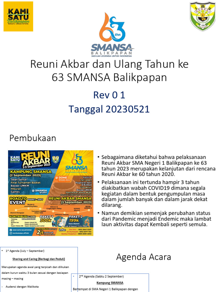 Reuni Akbar SMANSA Balikpapan 2023 | PDF