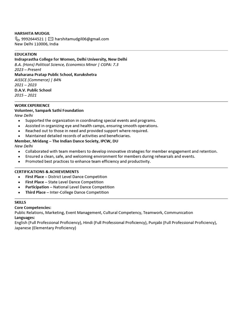 Harshita CV | PDF