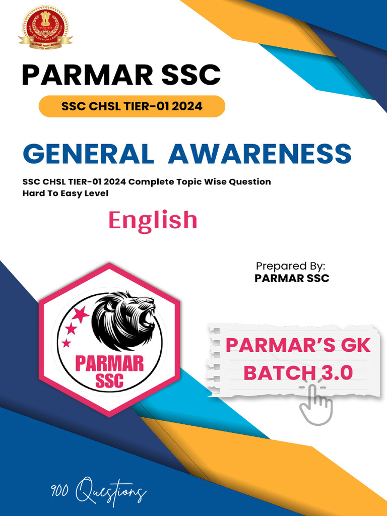 SSC CHSL T 1 2024 General Awareness Ebook Hard To EasyEnglish | PDF