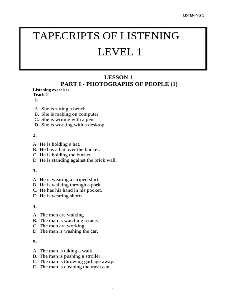 LISTENING1 KEY | PDF