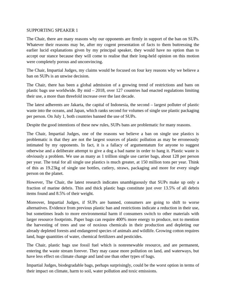 Debating the Ban on SUPs | PDF | Plastic | Pollution