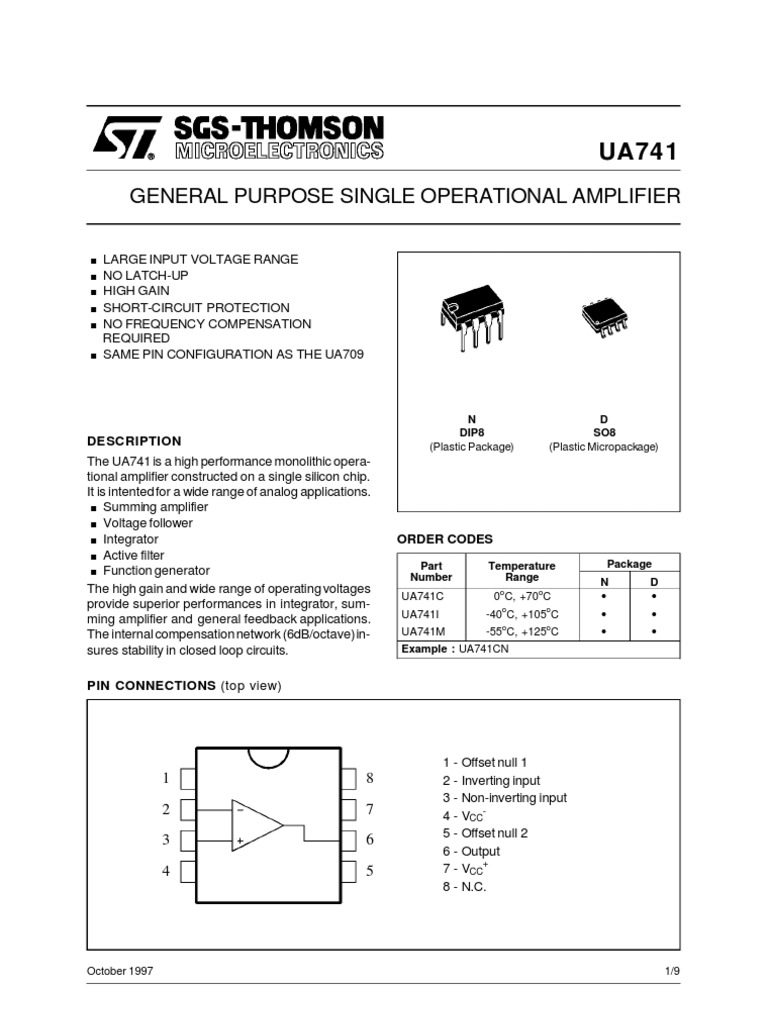 Data AU741 | Operational Amplifier | Amplifier