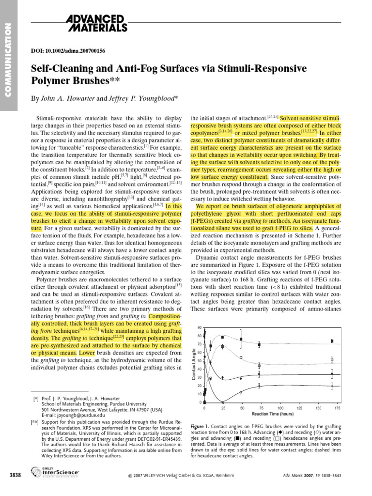 Howarter Youngblood Adv Mat 2007 | PDF | Polymers | Wetting