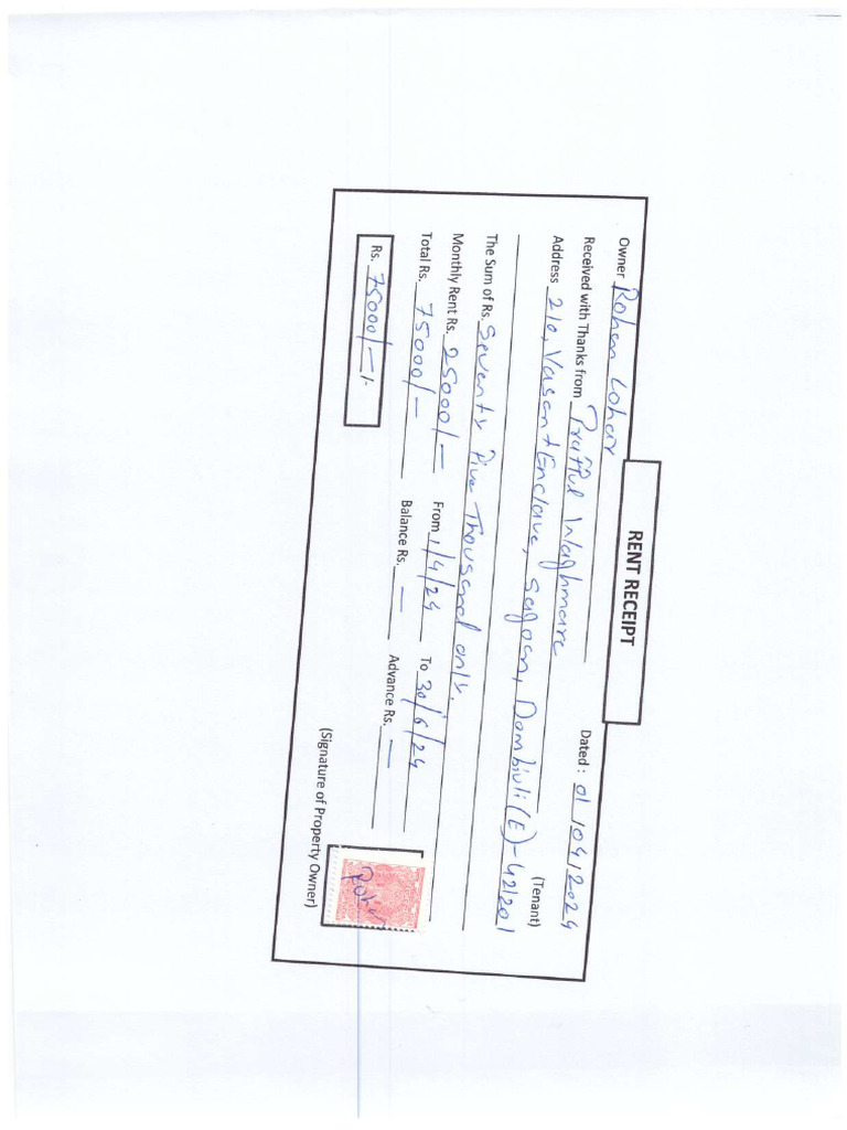 Rent Receipts 24-25 - Compressed | PDF