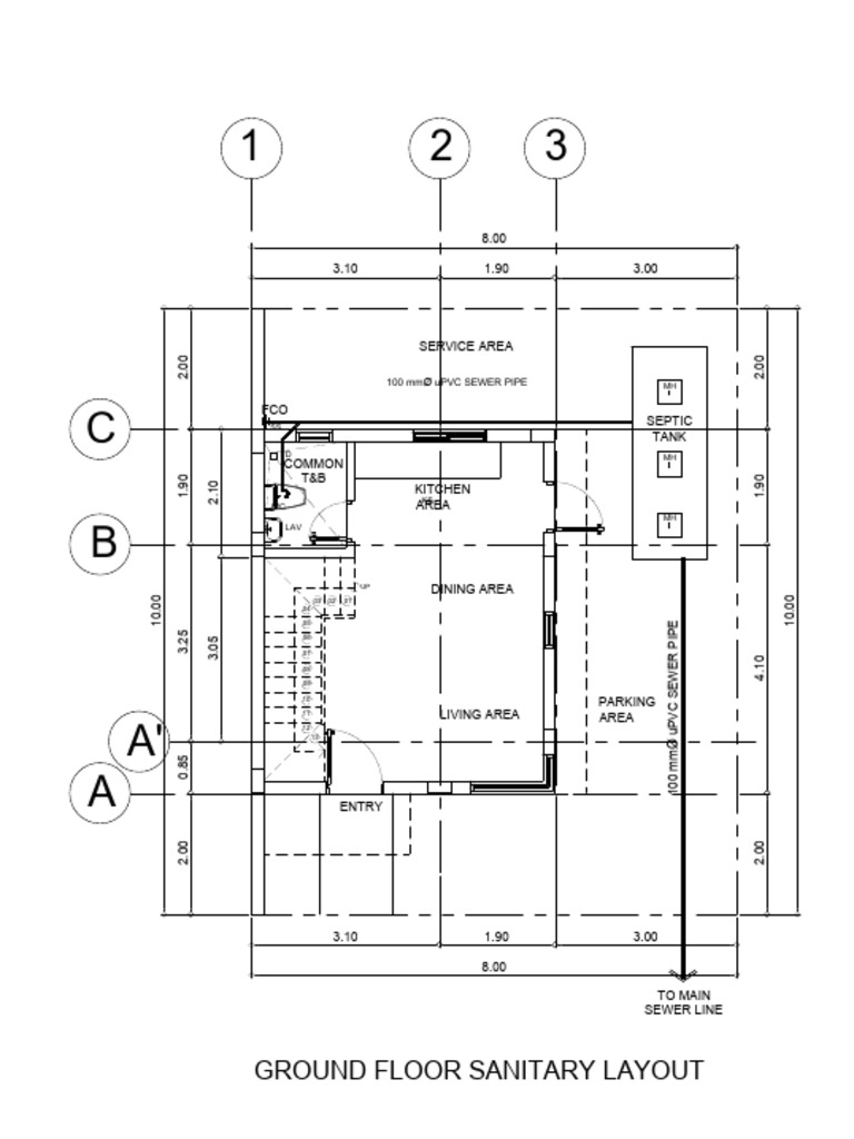 Ground Floor Sanitary Layout Plan | PDF | Sanitary Sewer | Infrastructure