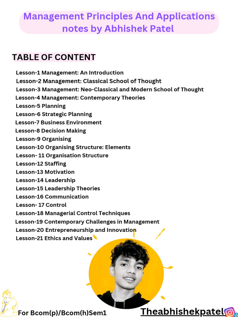 Management Principles and Applications Notes by Abhishek Patel For Sem1 ...