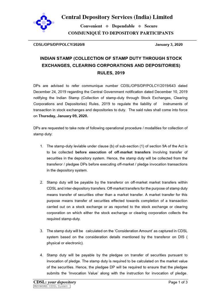 DP 8 Amendment To Stamp Duty Act | PDF | Securities (Finance ...