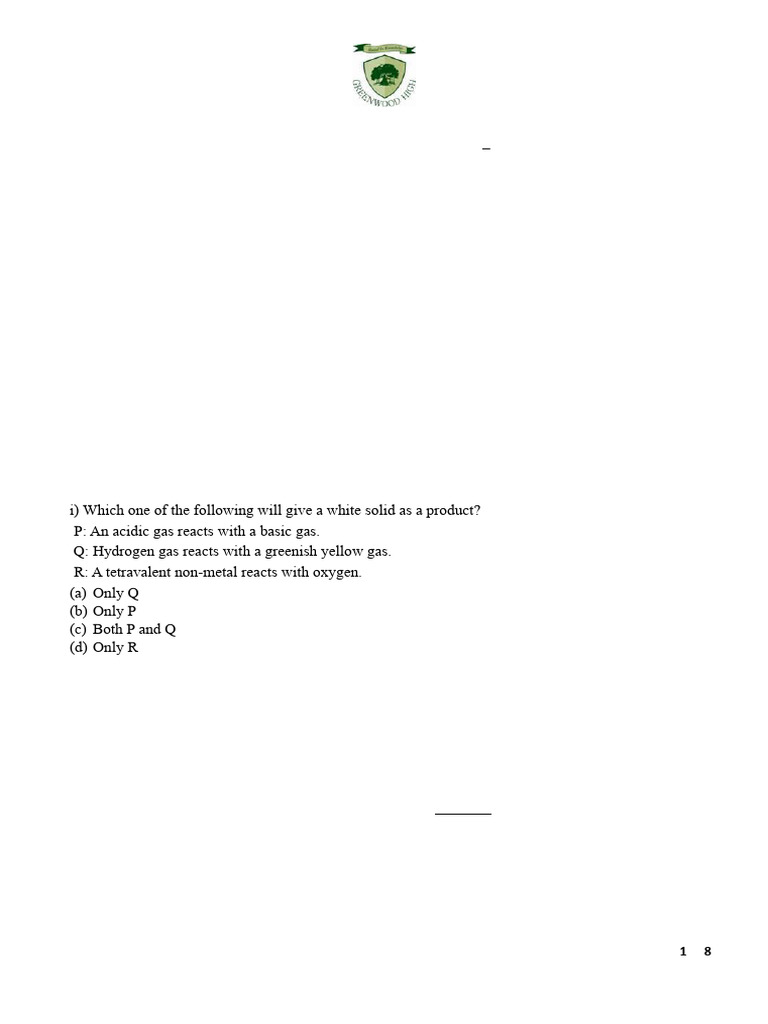 Grade 9 Chemistry Annual Exam 2023-24 | PDF | Chemical Reactions | Chemical Elements