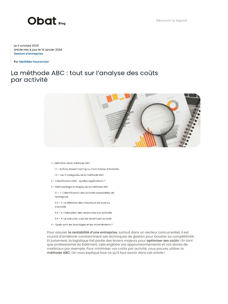 La Méthode ABC - Tout Sur L - Analyse Des Coûts Par Activité | PDF