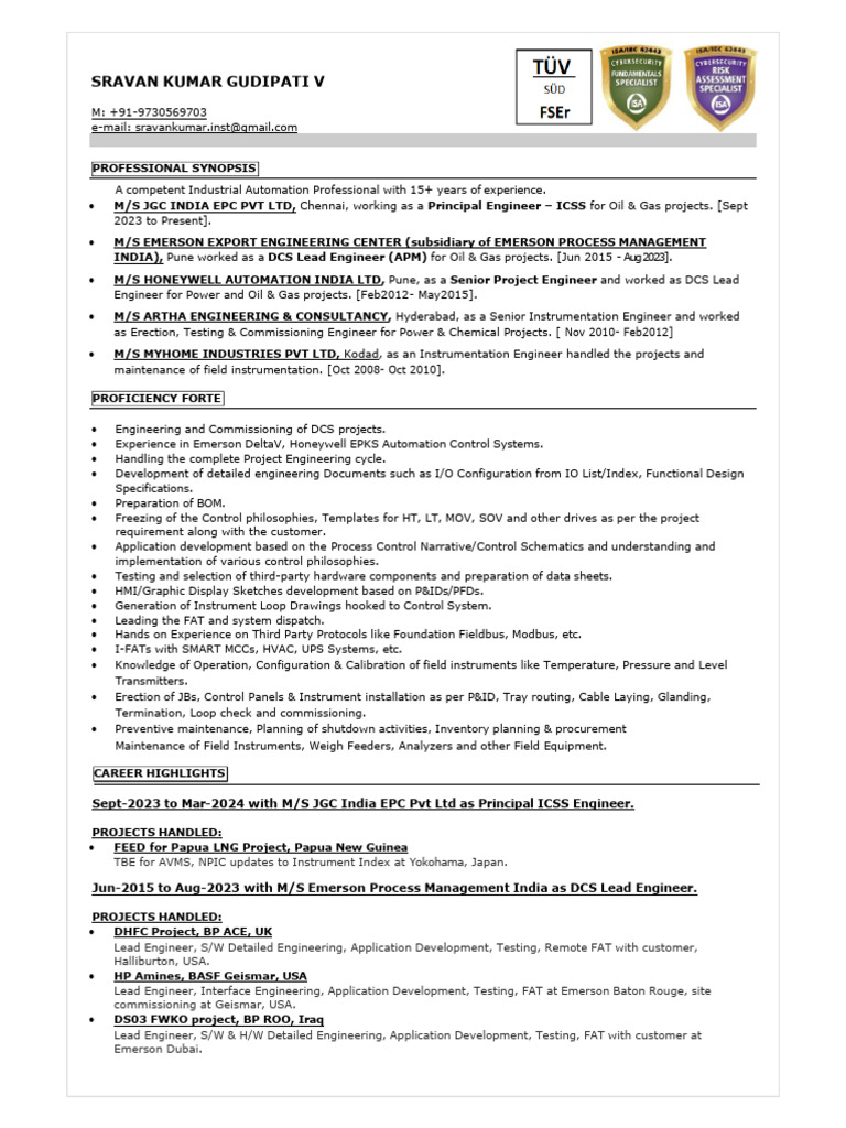 Sravan Kumar G V - CV | PDF