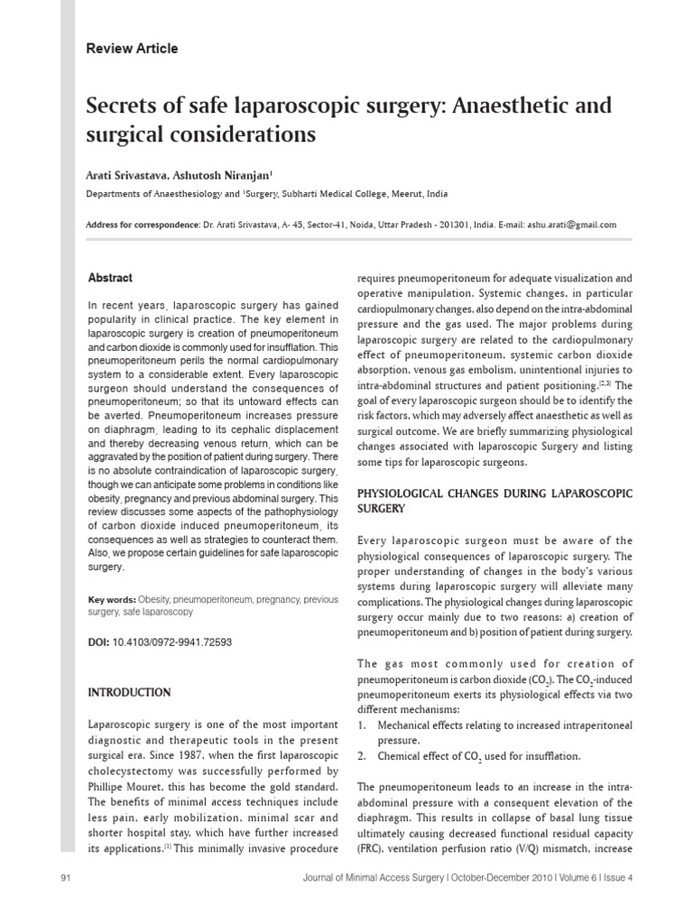 Secrets of Safe Laparoscopic Surgery Anaesthetic.1 | PDF | Surgery ...
