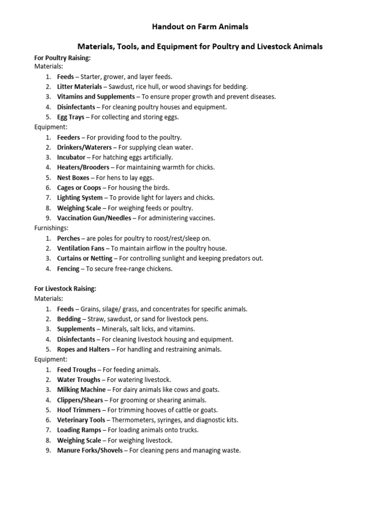 Farm-Animal-Handout | PDF | Poultry Farming | Recycling