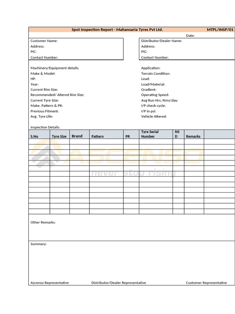 Spot Inspection Format | PDF