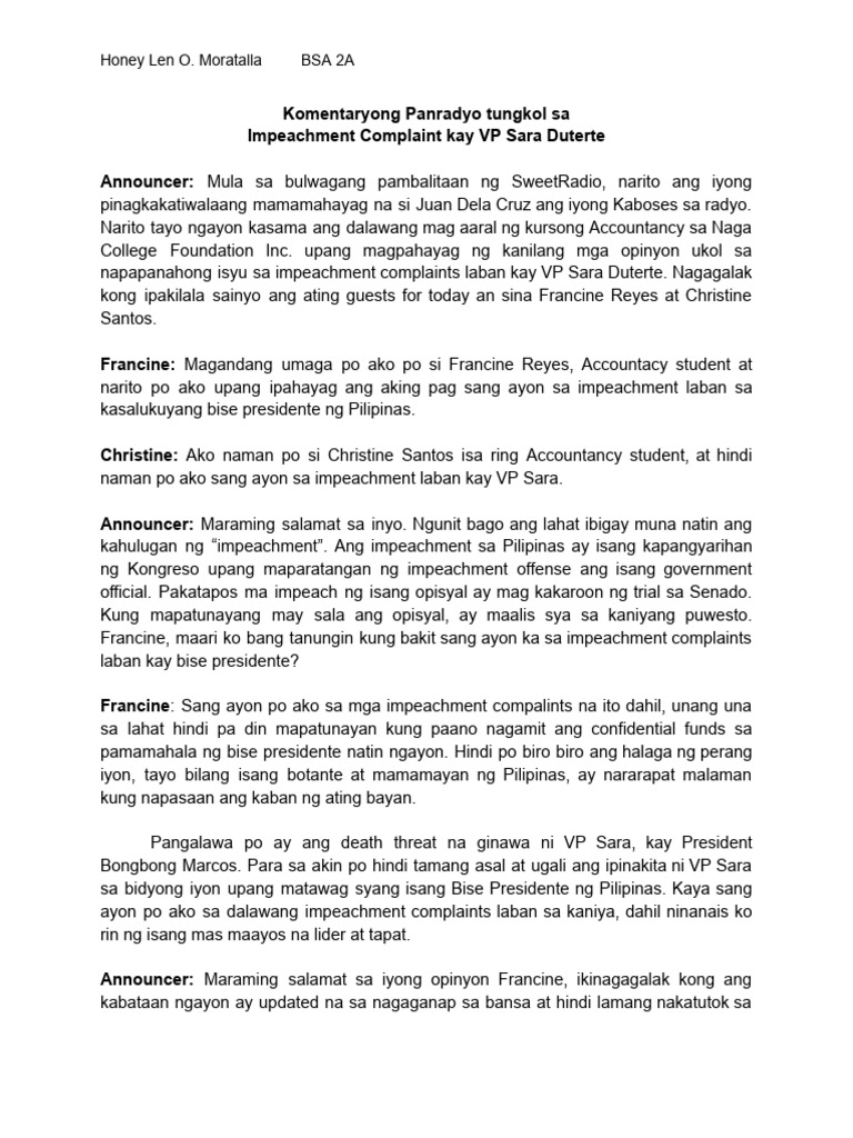 Radio Commentary - Script | PDF