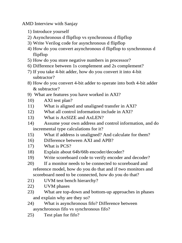 AMD Interview For DV Candidate | PDF