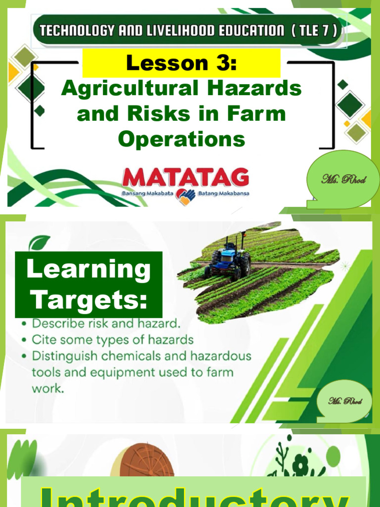 Lesson 3 Agricultural Hazards and Risks in Farm Operations | PDF