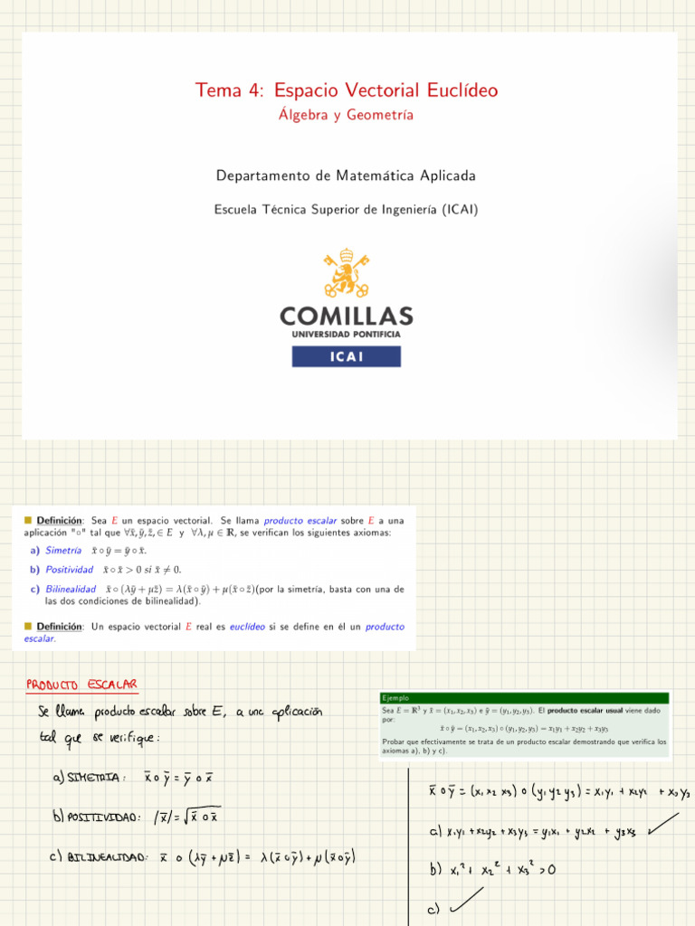 Tema 4 Espacio Euclídeo Pdf Relaciones Matematicas álgebra Lineal