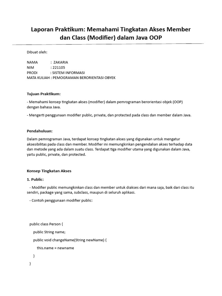 Laporan Praktikum PBO | PDF