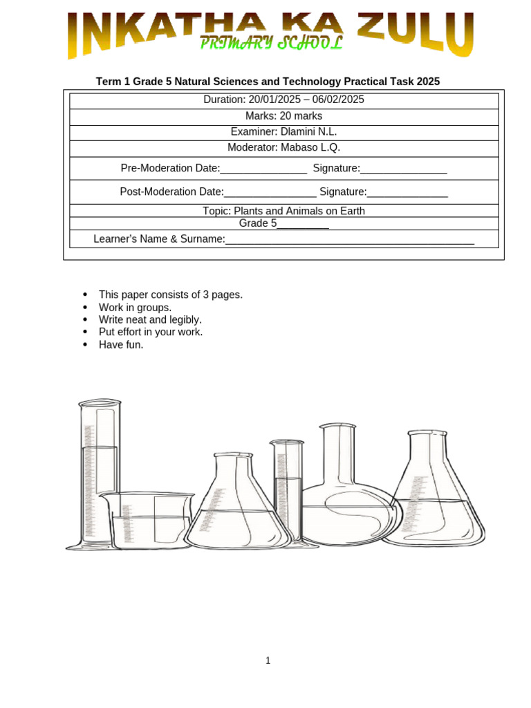 NSTech Grade 5 Term 1 Practical Task | PDF | Plants | Natural Environment