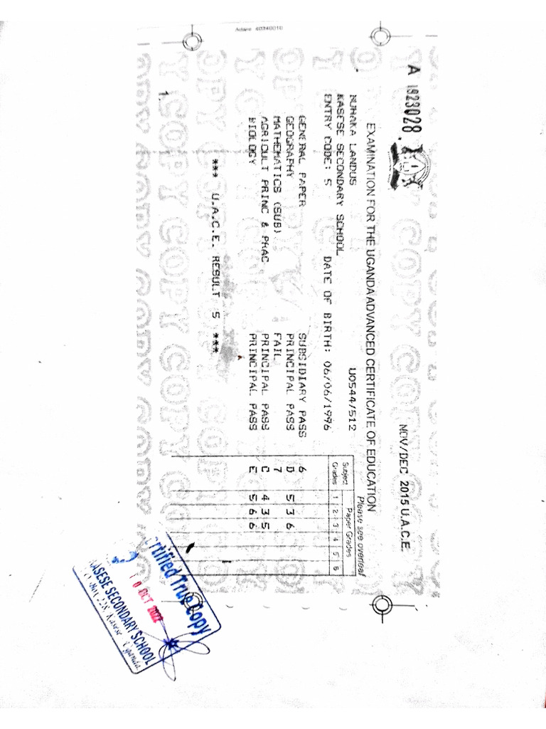 Certified Secondary Documents | PDF
