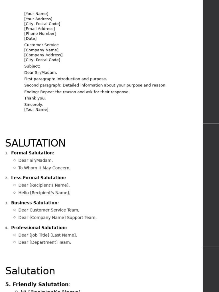 Format of Letter Writing | PDF